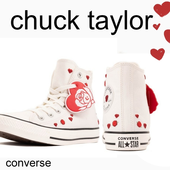 Converse | Shoes | Nwt Chuck Taylor Love Hearts Roses Sneakers White ...